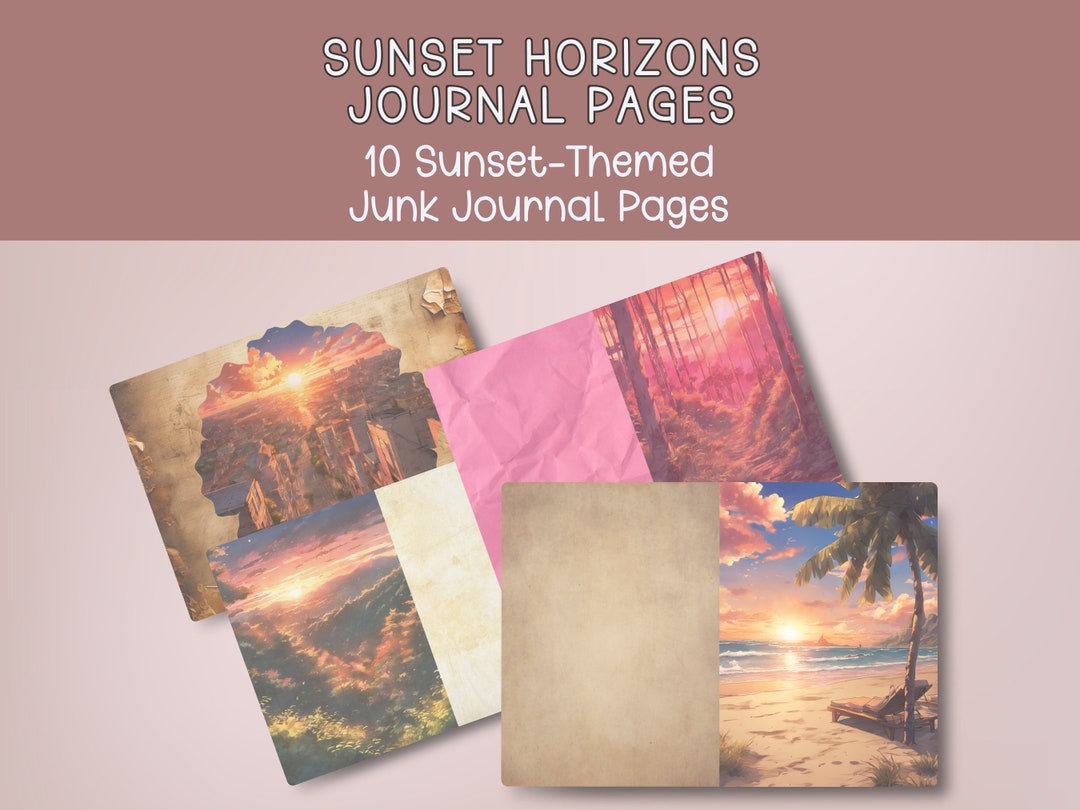 Sunset-themed Digital Junk Journal Blank Digital Sunset Journal Pages ...