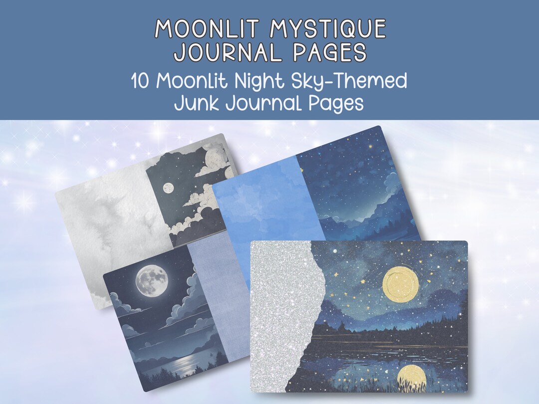 Moonlit Sky Digital Junk Journal Digital Nightsky Journal Pages ...