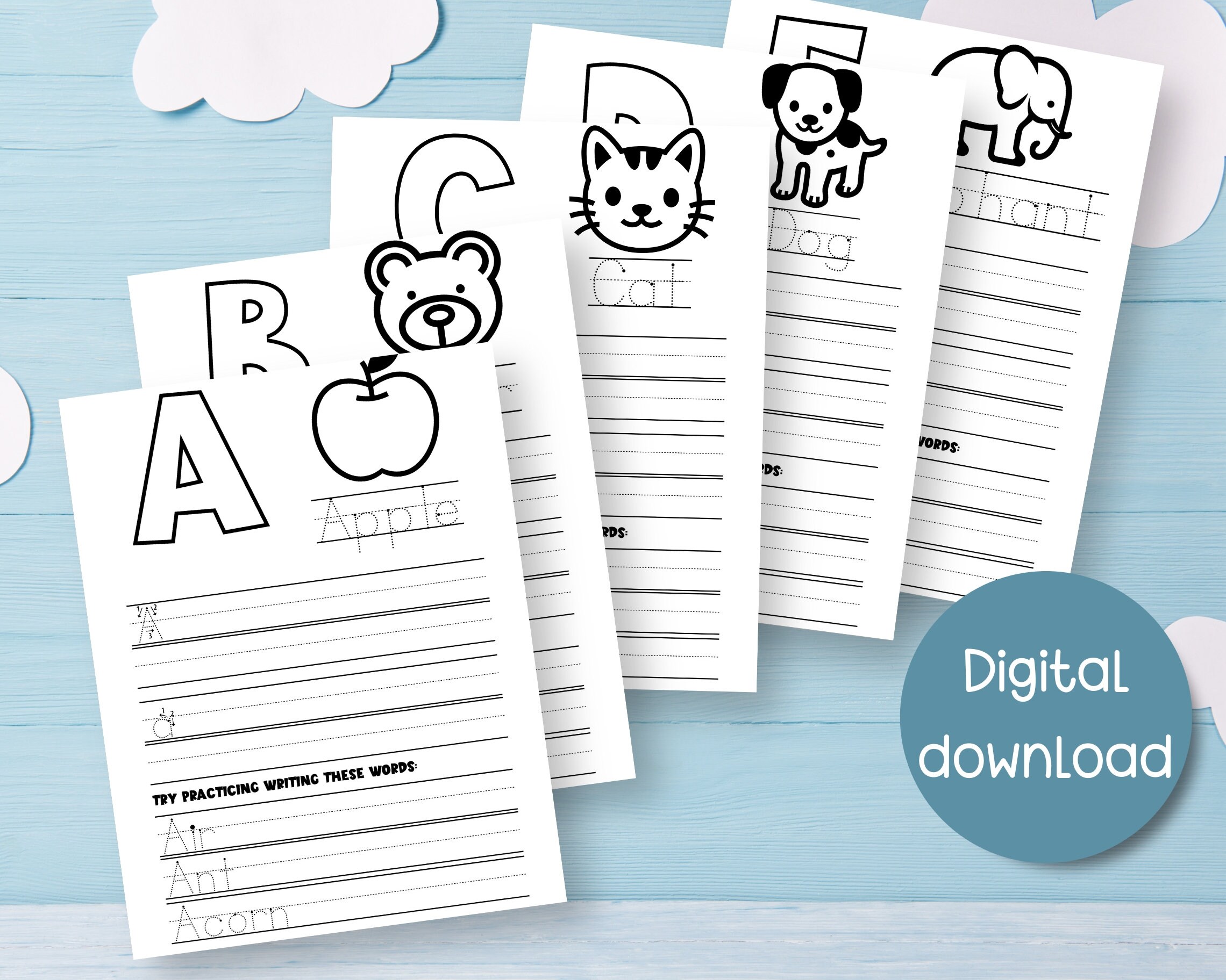 Alphabet Coloring & Practice Book Digital Download Back to School Fun ...