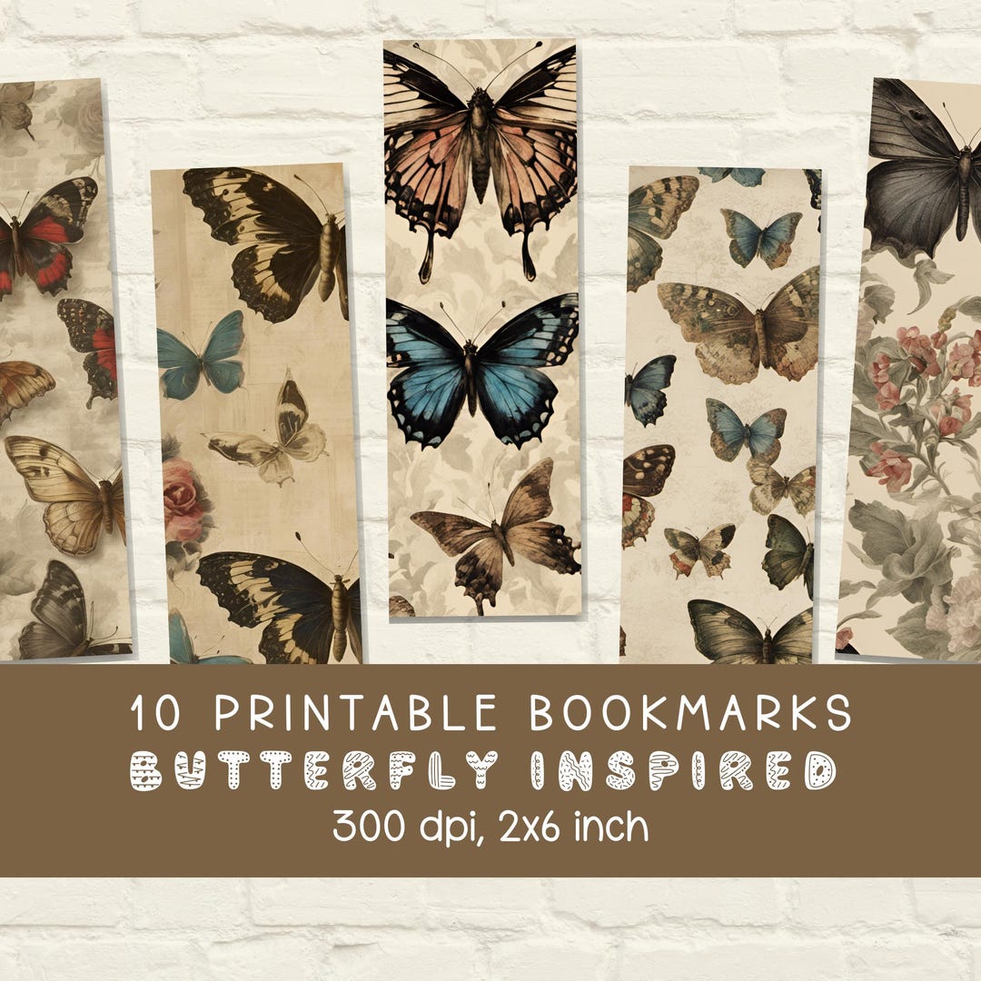 Butterfly Printable Bookmarks Digital Bookmark Kit PDF Bookish ...