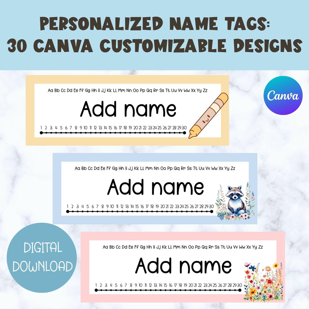 Editable Name Tags for School and Events Digital Download Customizable ...