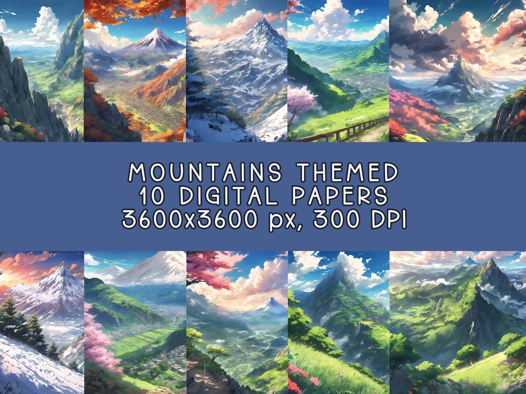 Mountain-themed Digital Paper Printable Digital Paper Set Mountain ...