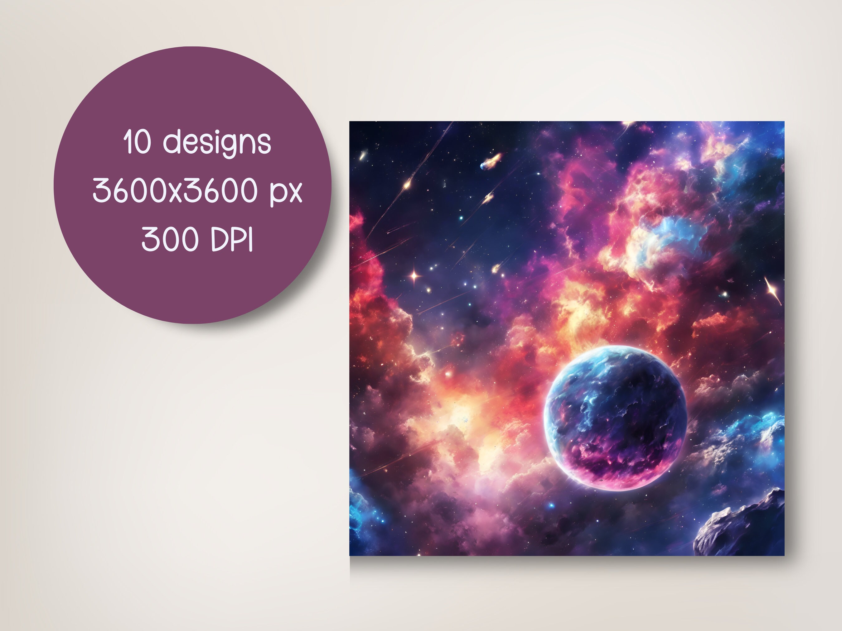 Space-themed Digital Paper Printable Digital Paper Set Space and Stars ...