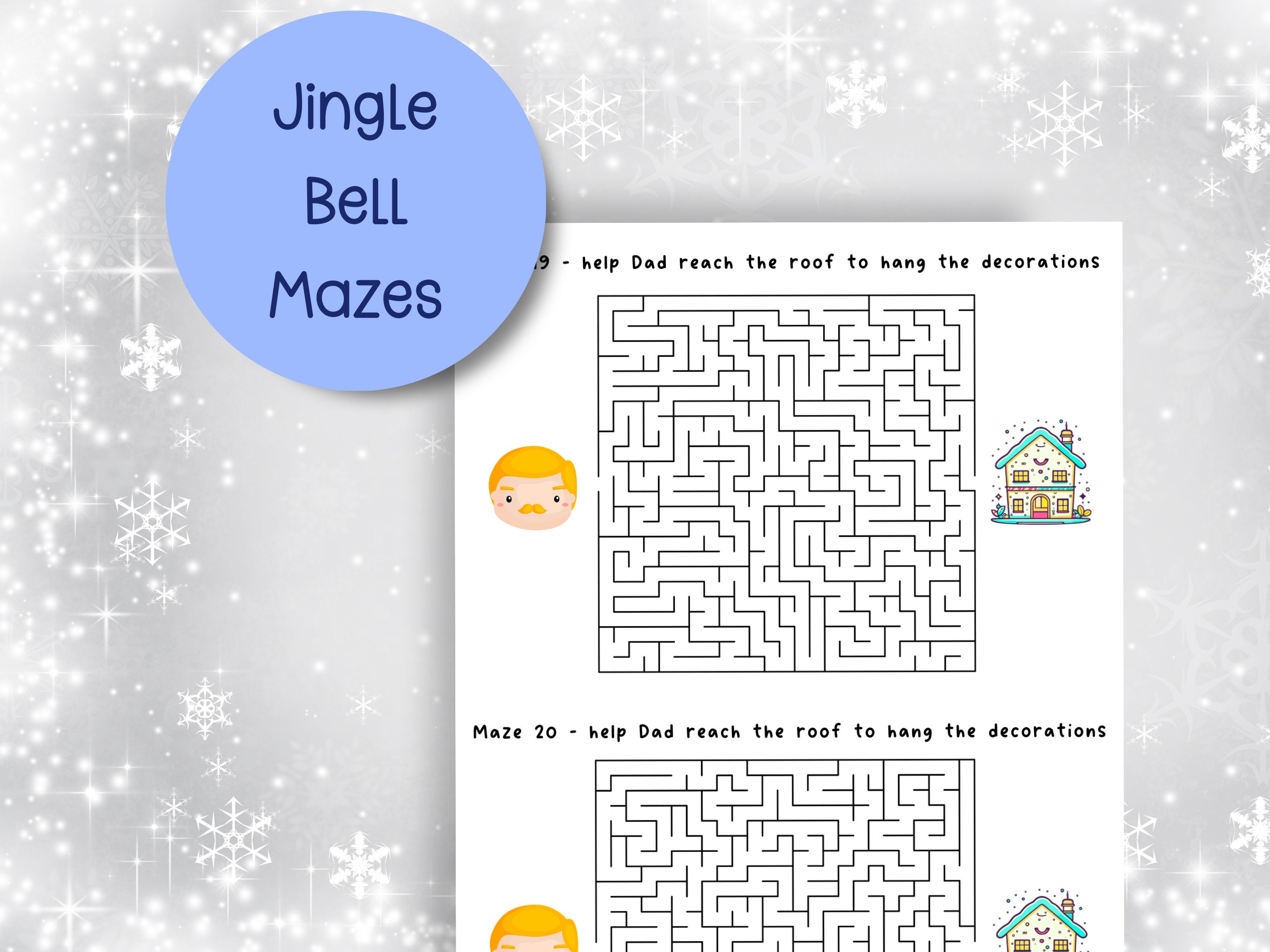 30 Christmas Maze Puzzles Christmas Brain Games 30 Maze Challenges ...