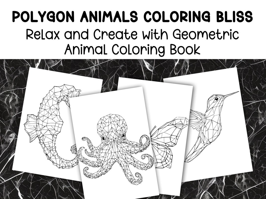 Polygon Animals Coloring Book Digital Download Geometric Animal ...