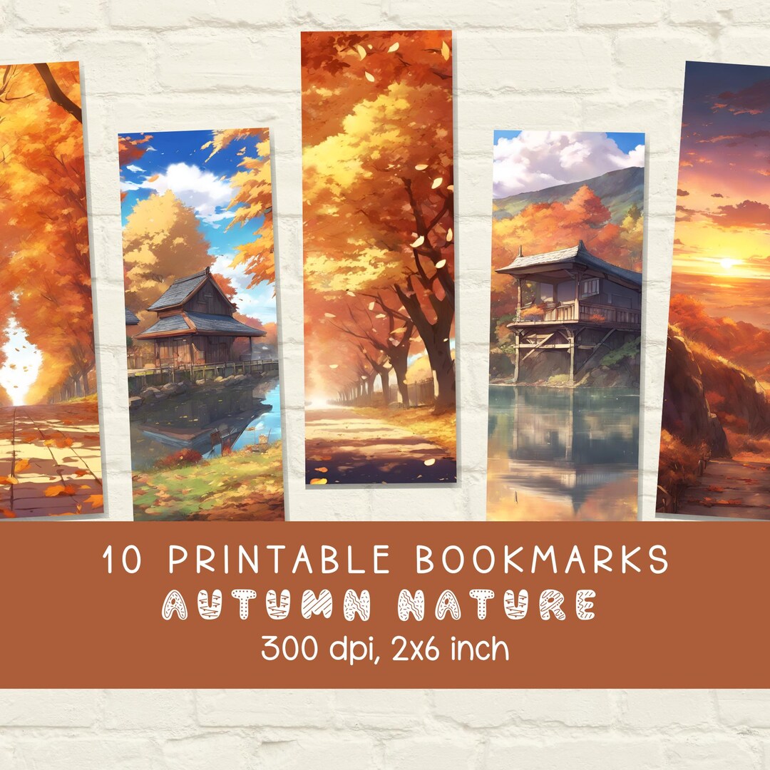 Autumn Nature-themed Printable Bookmarks Digital Bookmark Kit PDF ...
