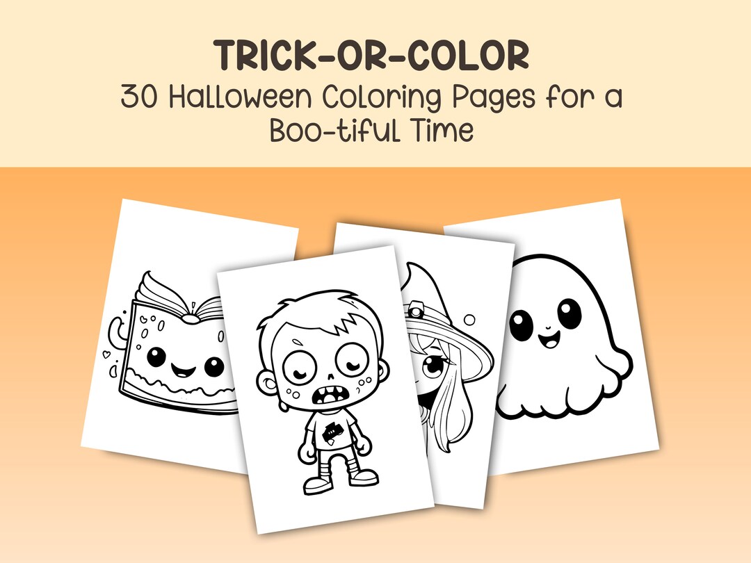 Halloween Themed Coloring Book Digital Download Coloring Pages Children ...