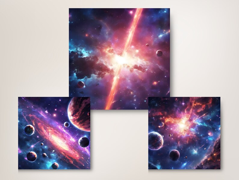 Space-themed Digital Paper Printable Digital Paper Set Space and Stars ...