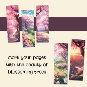 Blooming Trees-themed Printable Bookmarks Digital Bookmark PDF Bookish ...