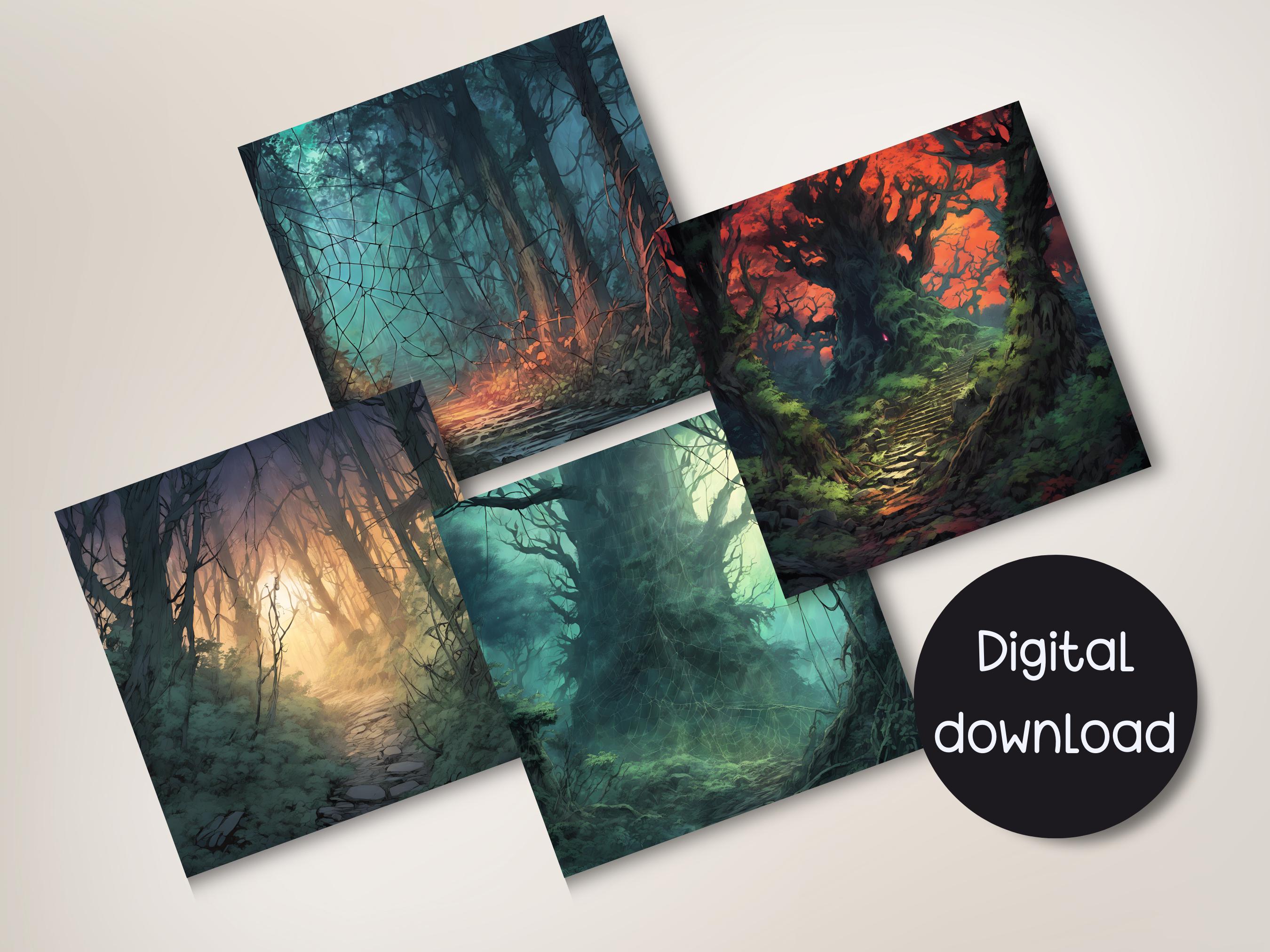 Haunted Forest Digital Paper Printable Digital Paper Set Haunted Woods ...