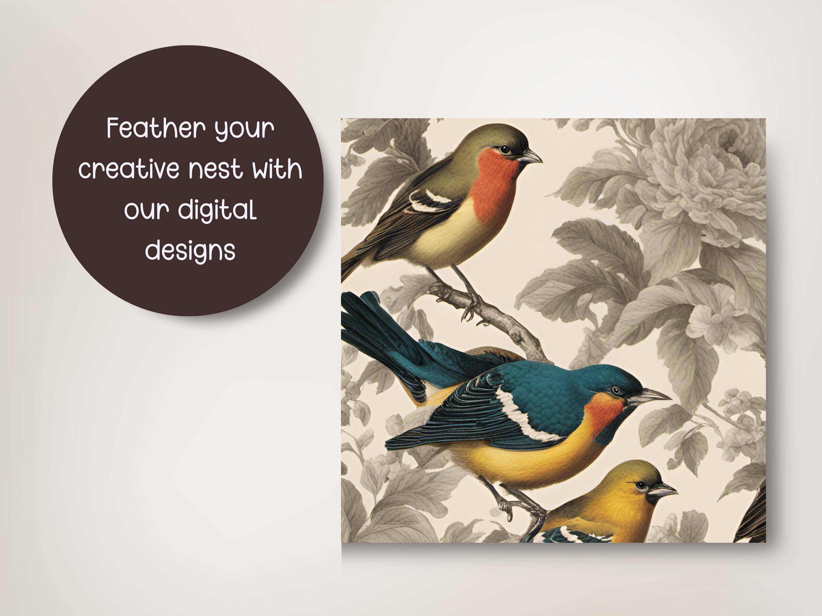 Vintage Birds Digital Paper Printable Digital Paper Set Birds-themed ...