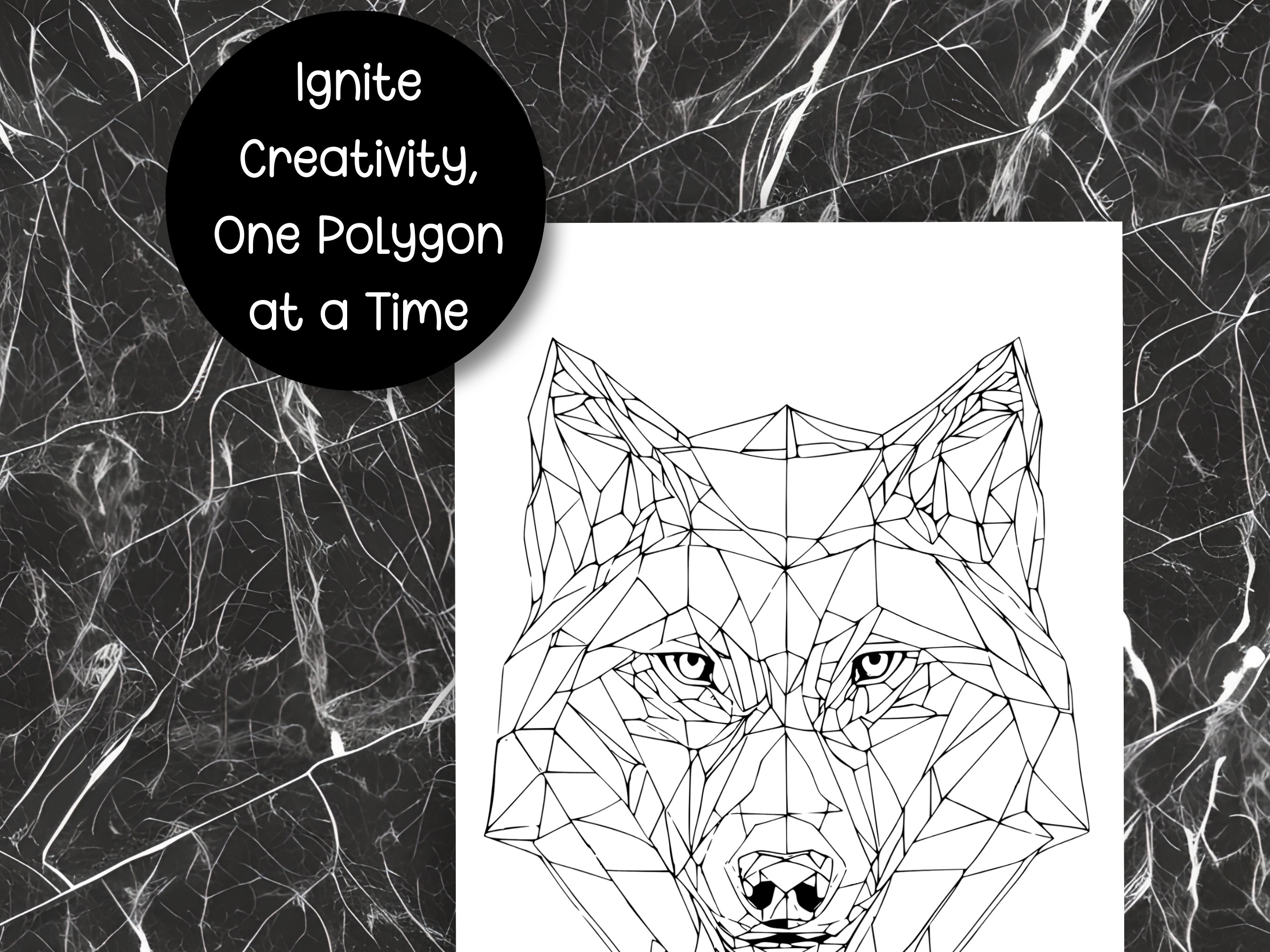 Polygon Animals Coloring Book Digital Download Geometric Animal ...