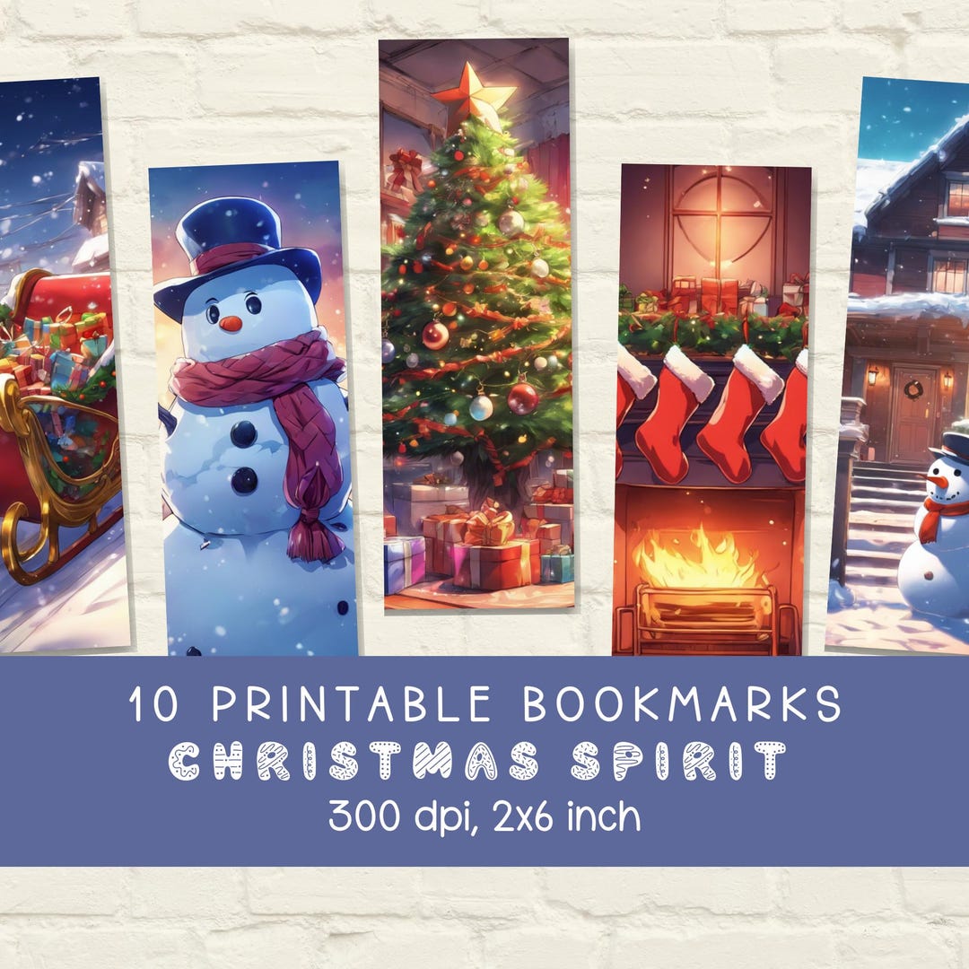 Christmas Spirit Printable Bookmarks Digital Bookmark Kit PDF Bookish ...