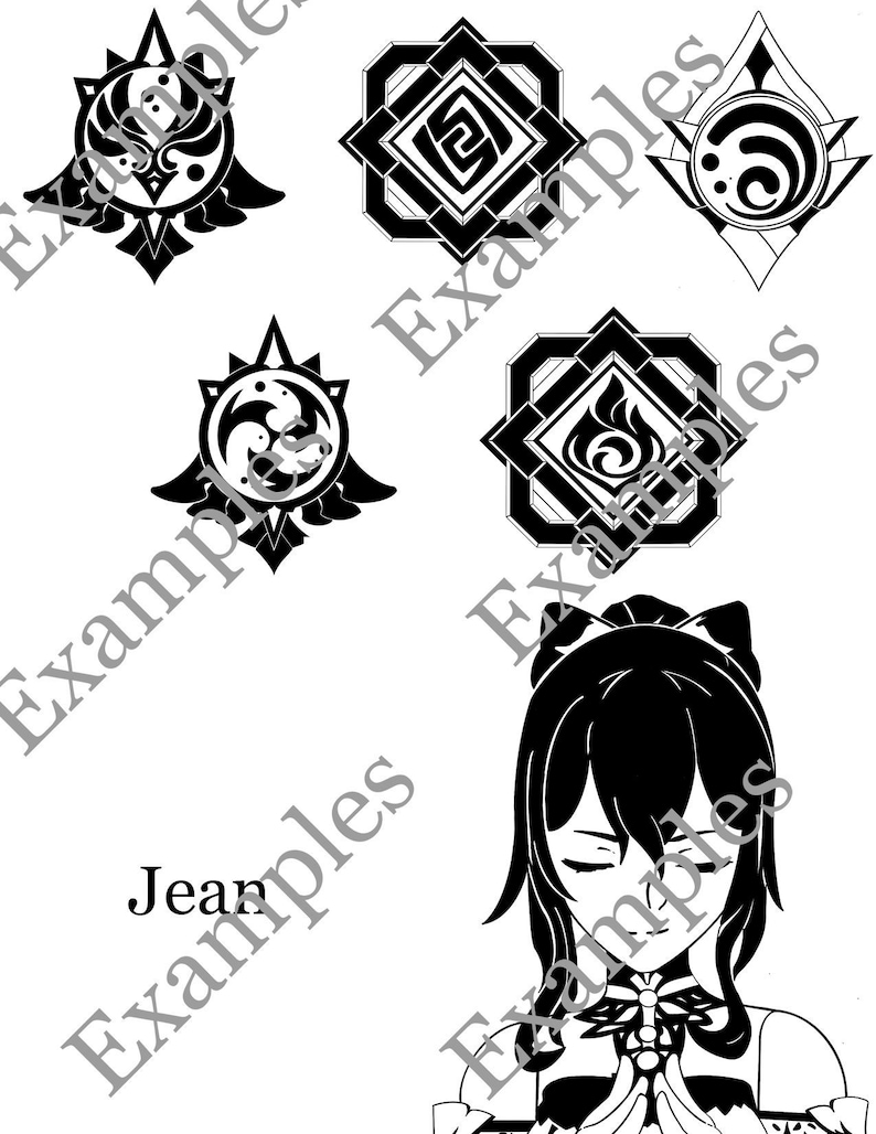 Genshin Impact Artifact Pose Vision Stencils Jean Anemo - Etsy