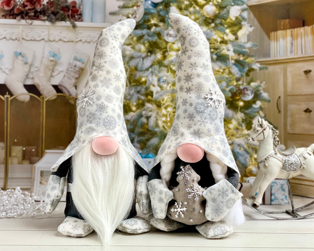 Christmas Gnomes Gray Gnomes Couple Cristmas Decor Home Decor Holiday ...