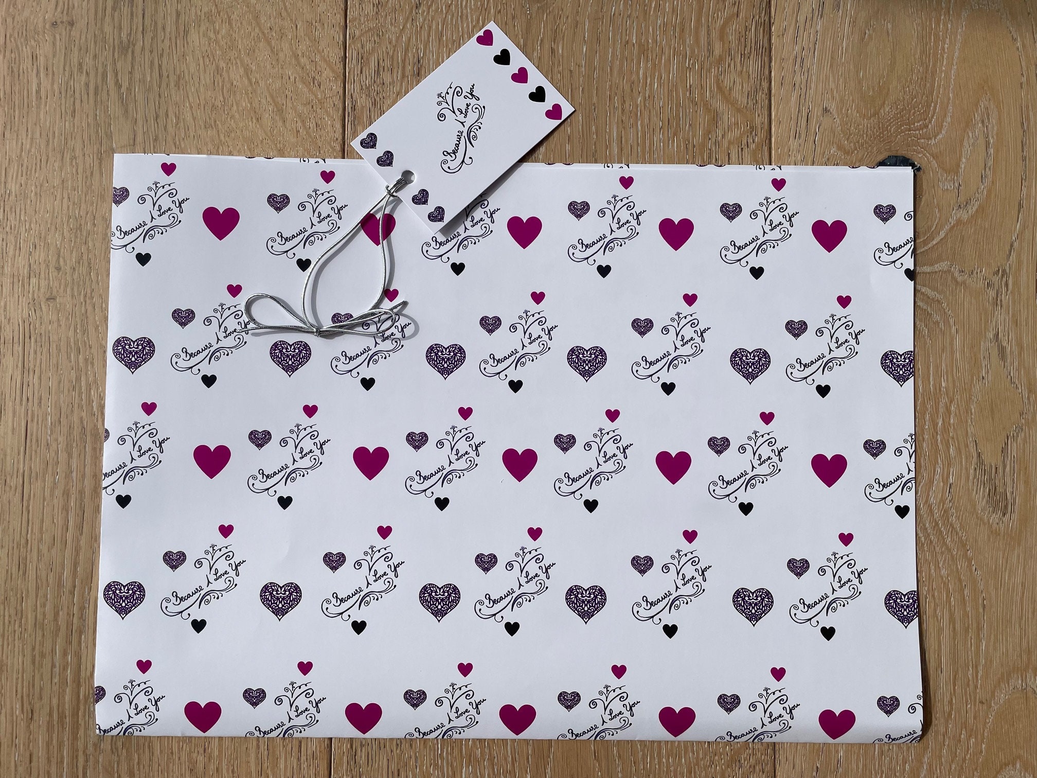 Because I Love You Wrapping Paper With Matching Gift Tag, Love Gift ...