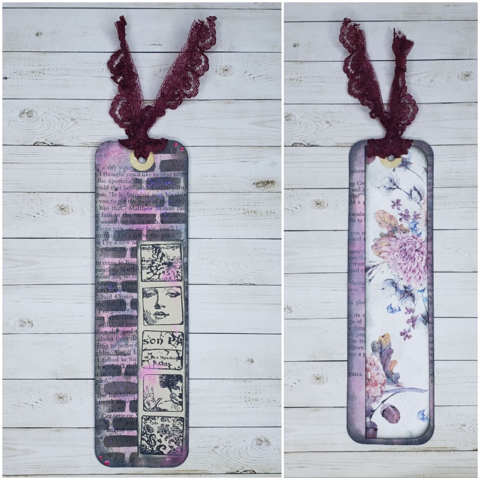 Bookmarks Handmade Bookmarks Mixed Media Junk Journal Bookmarks Collage ...