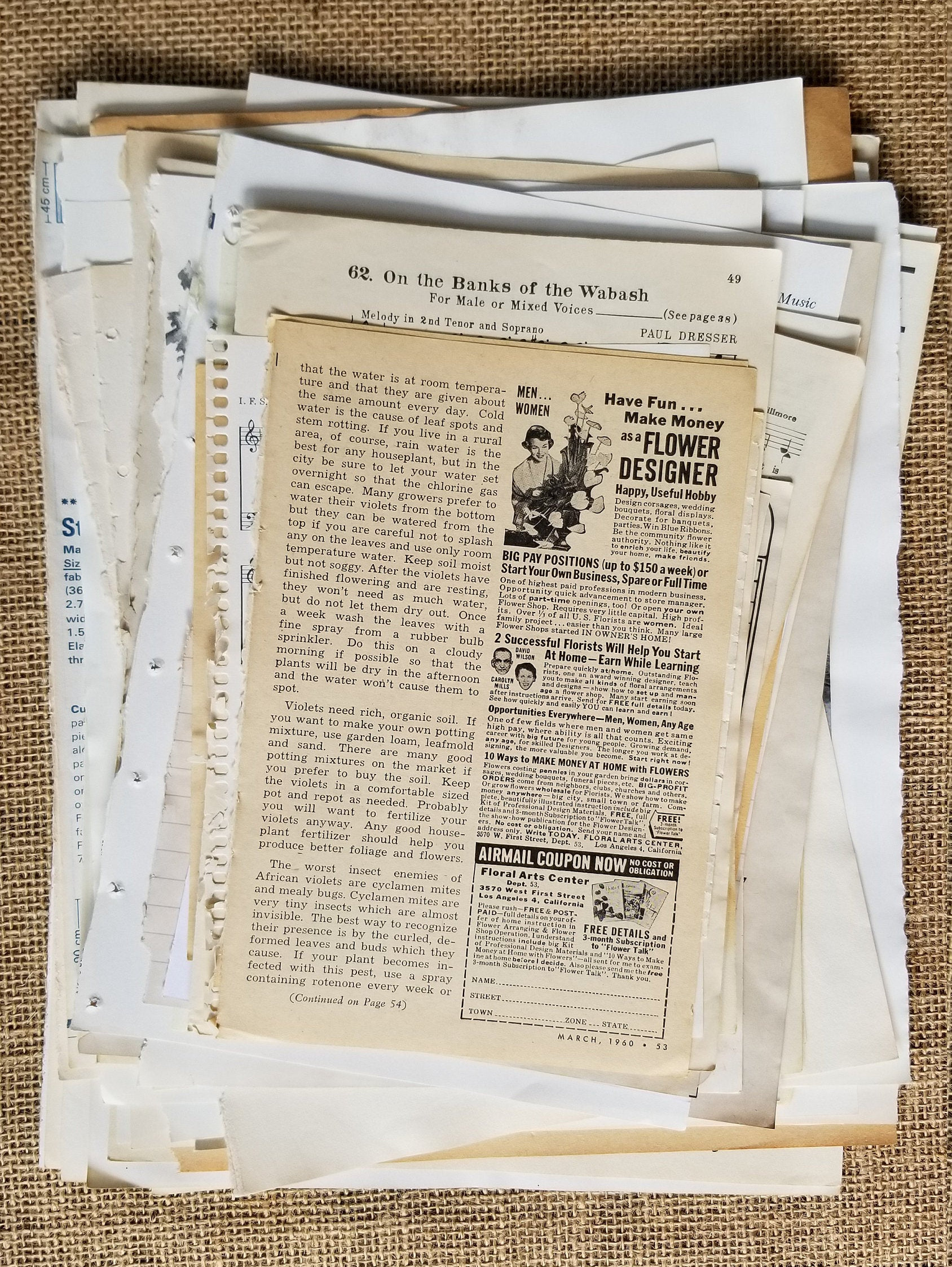 Vintage Paper Bundle Old Book Pages Junk Journal Supplies Ephemera ...