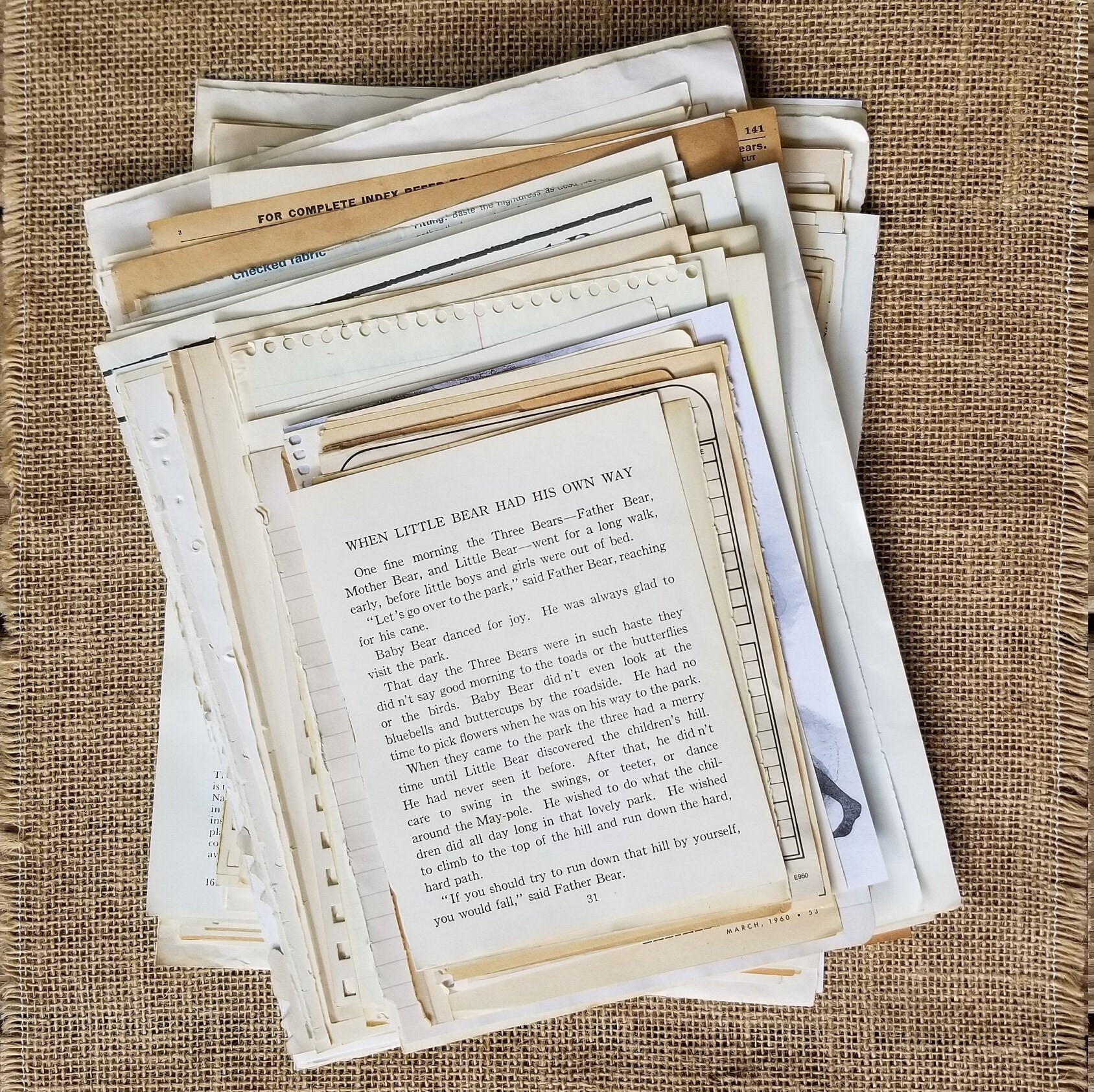 Vintage Paper Bundle Old Book Pages Junk Journal Supplies Ephemera ...