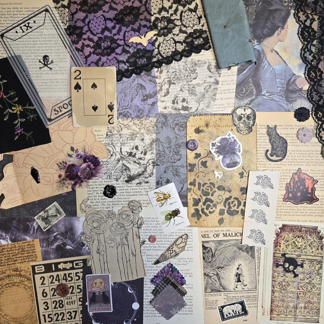 Goth Inspired Ephemera Pack Scrapbook Bundle Junk Journal Mystery Grab ...