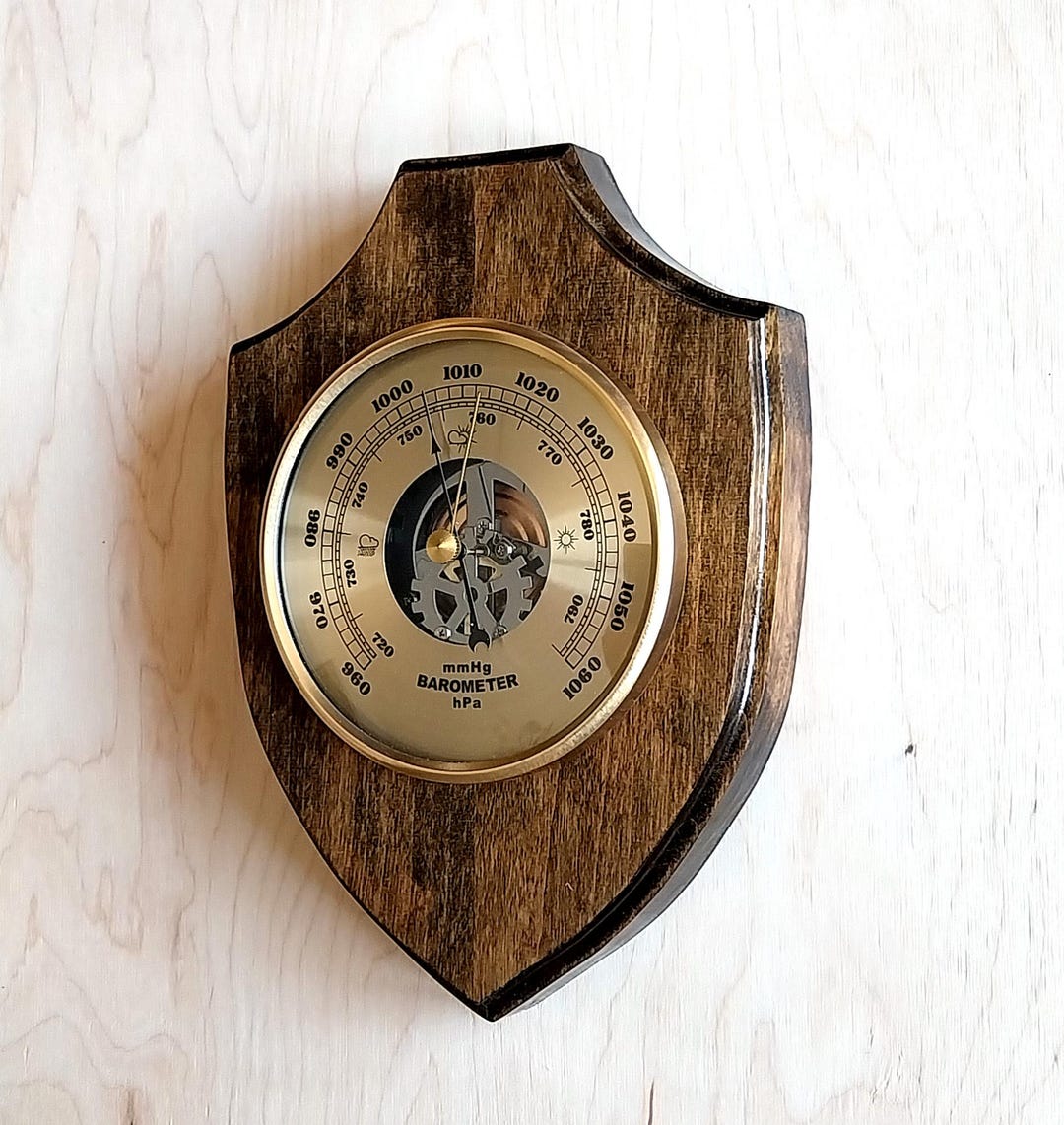 Barometer Heraldic Shield Retro Weather Forecasting Instrument Vintage ...