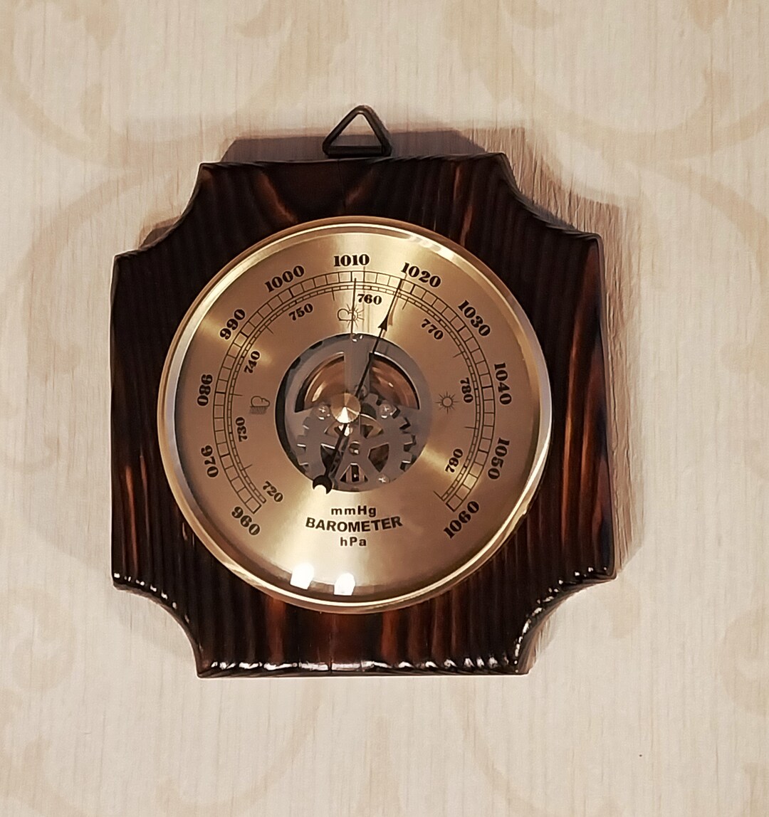Wall Barometer Burned Wood Textured Weather Forecast Instrument - Etsy