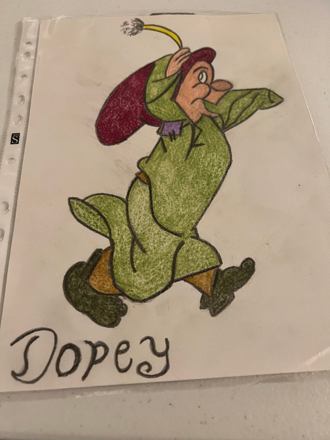 Handmade Drawing Dopey From Snow White and the Seven Dwarfs - Etsy UK