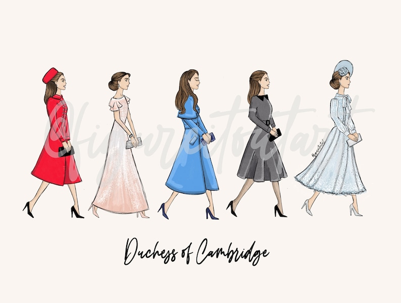 Duchess of Cambridge in 5 Looks - Art Print (DIGITAL DOWNLOAD) - Etsy