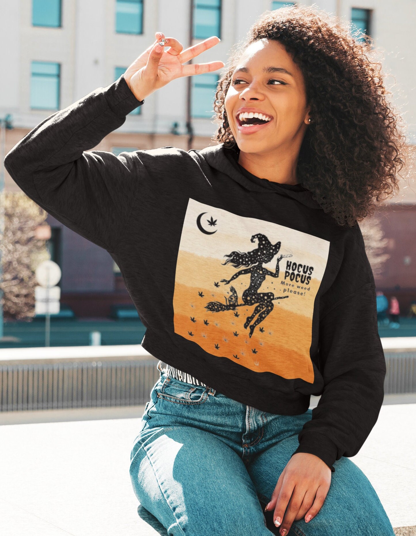 Hocus Pocus More Weed Please, Halloween Top, Witch Crop Hoodie, Weed ...