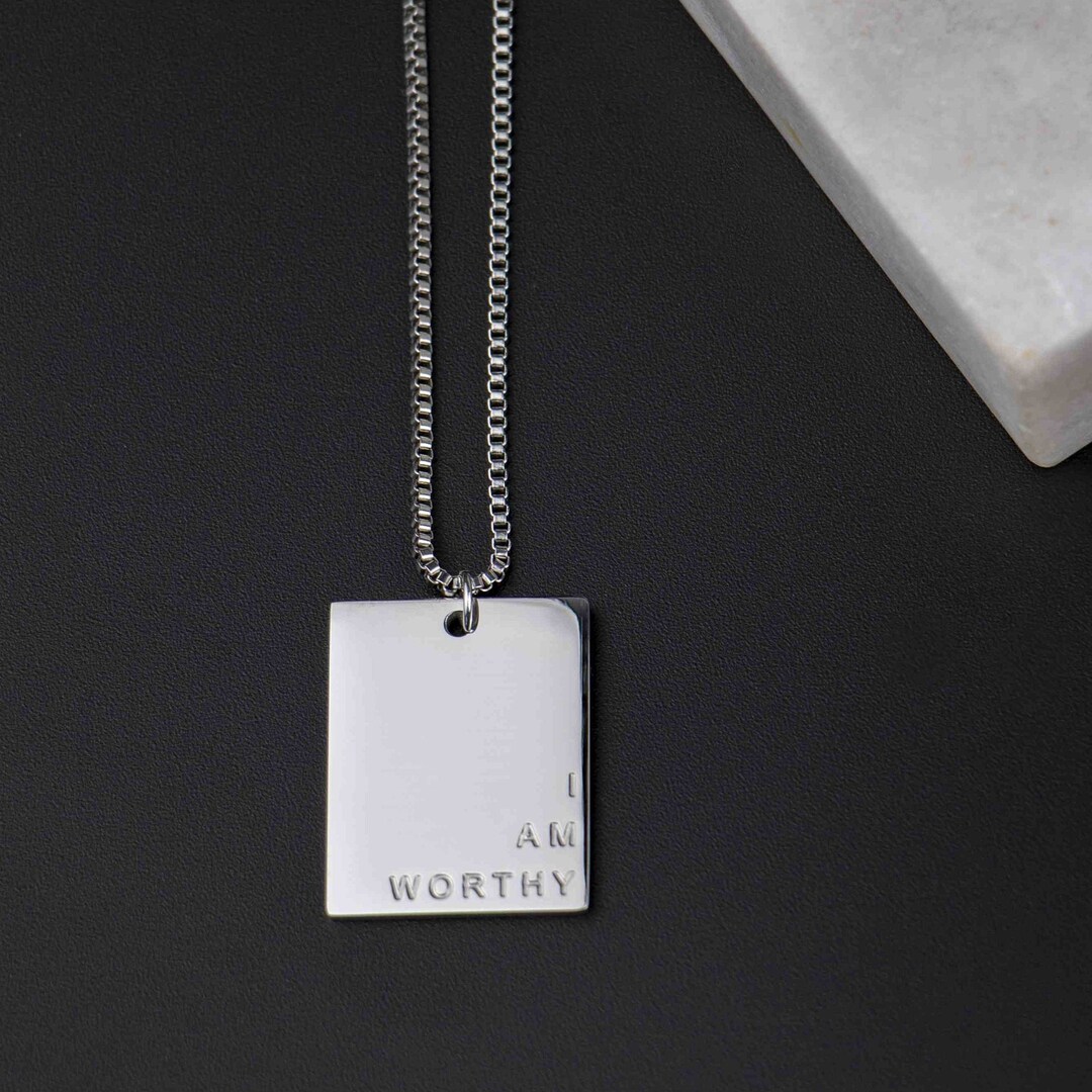 I AM WORTHY - Tag Pendant - Mantra Inspirational Jewellery - 50cm ...