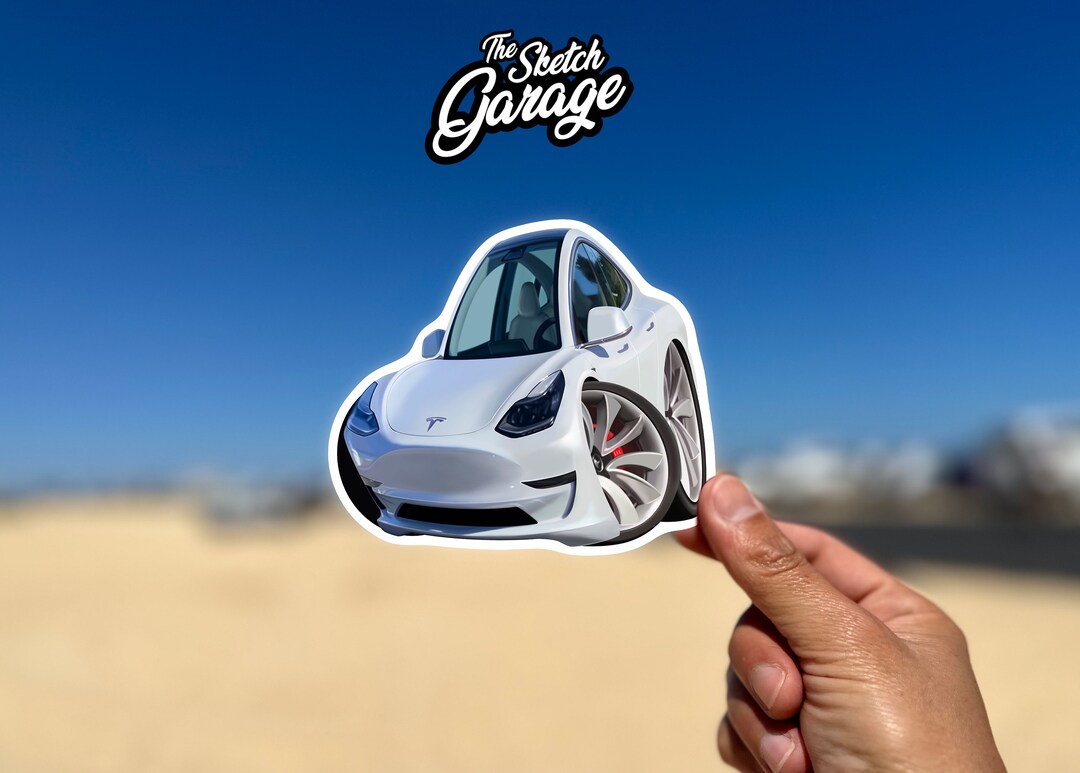 Tesla Model 3 Custom Cartoon Kiss-cut Sticker / Decal Ideal for Water ...