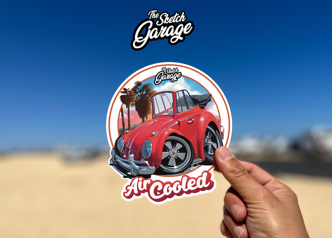 Volkswagen Beetle Custom Cartoon Sticker / Decal Water Bottle, Laptop ...