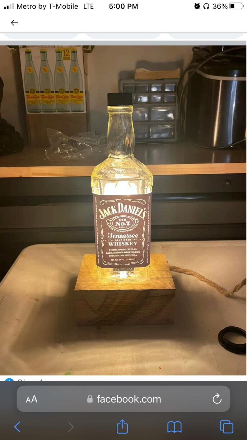 Bar Custom Bottle Lamp With Solid Wood Base ,edison Bulb, Jute Rope ...