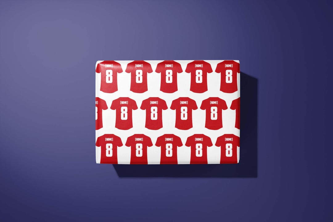 Personalised Football Shirt Wrapping Paper - Name and Age - Printed to ...