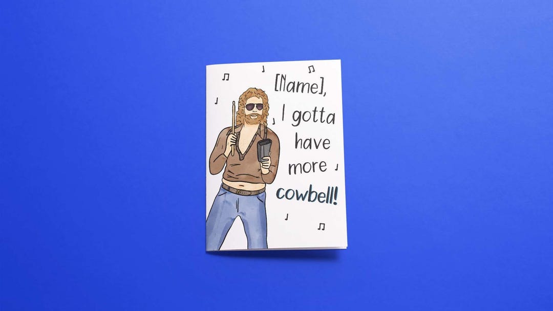 More Cowbell Personalized Card - Hand Illustrated - Recycled Materials ...