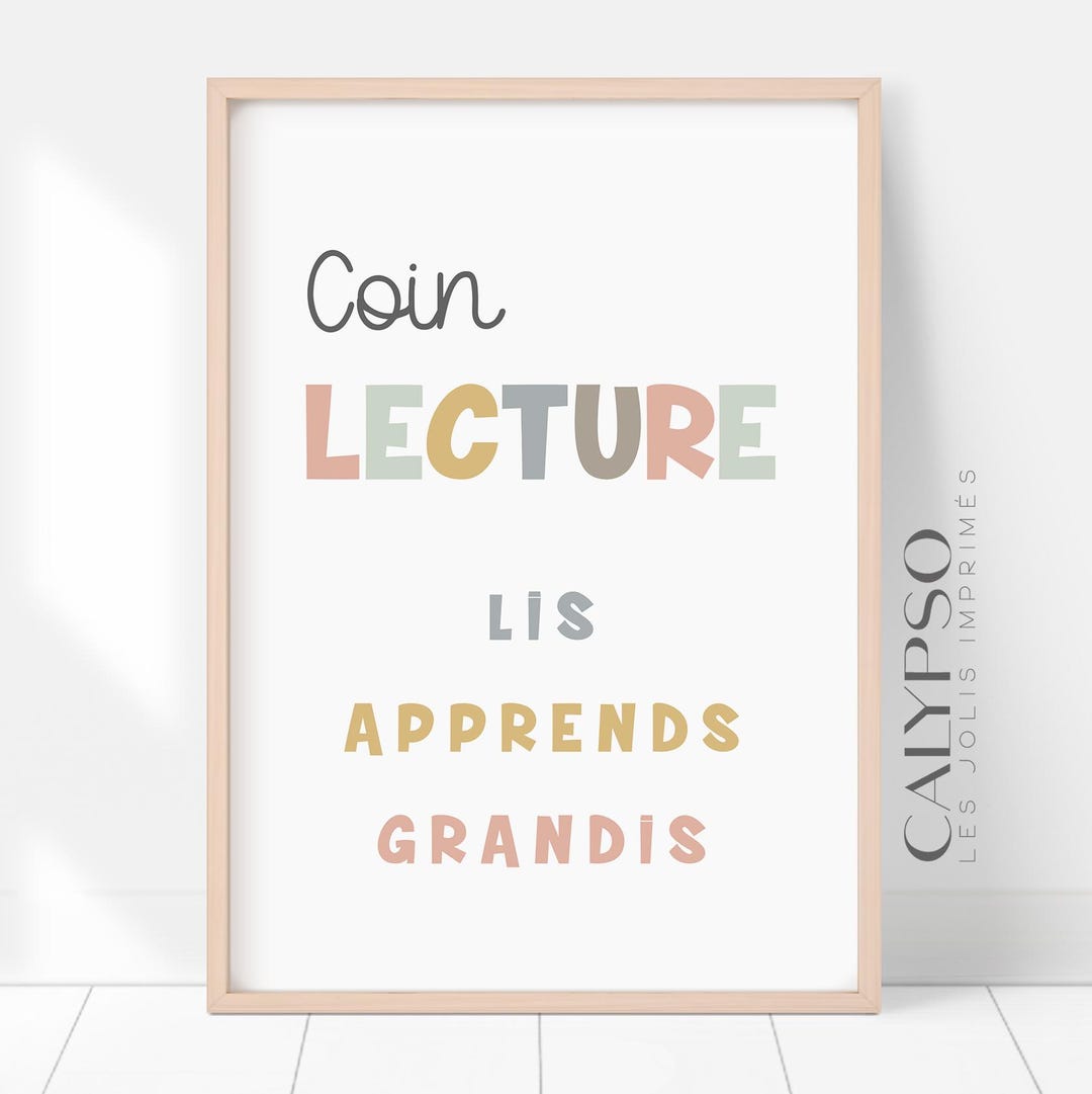 Affiche coin lecture pour enfant, décoration colorée en français pour ...