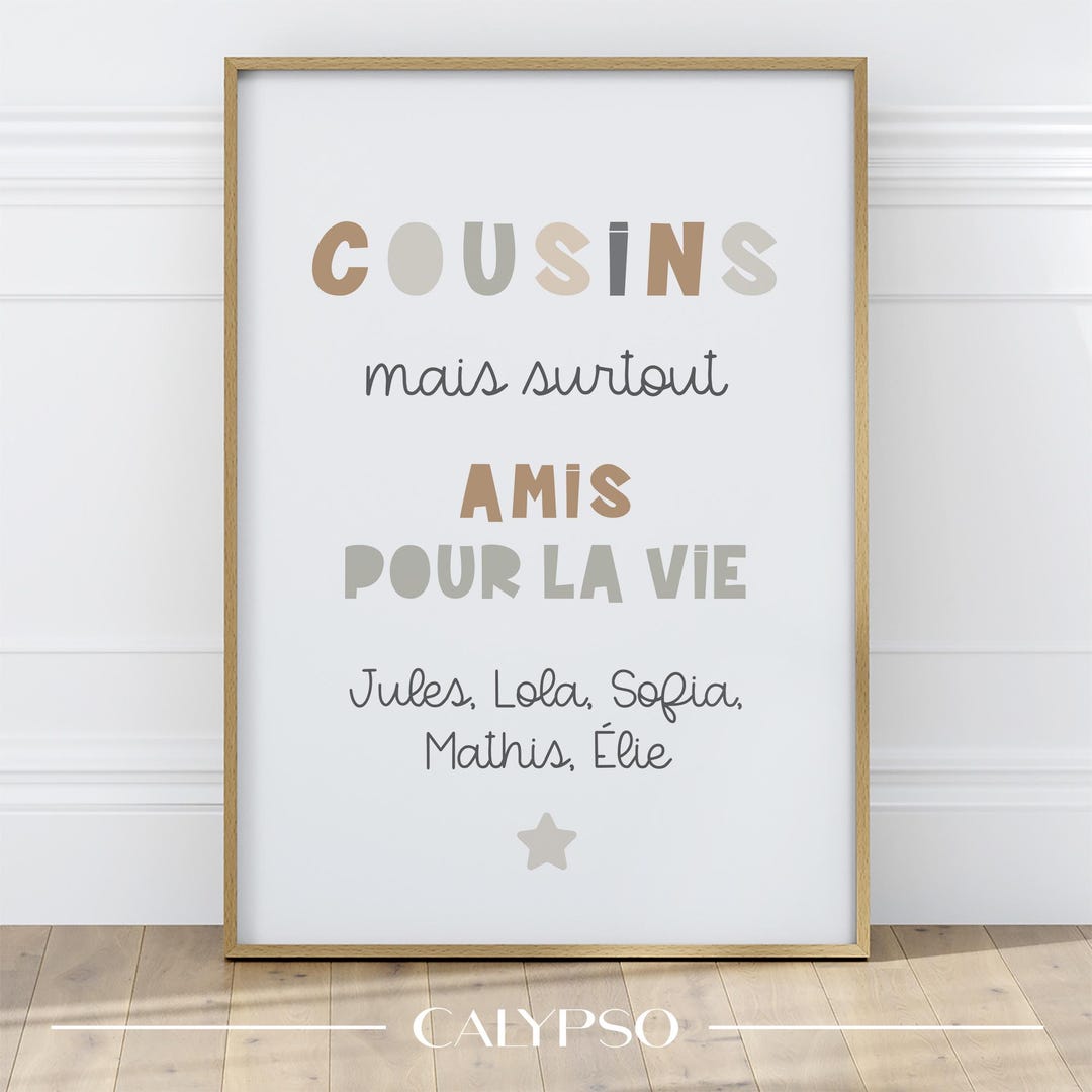 Personalized Cousins Poster, Friends for Life, Khaki, Camel and Beige ...