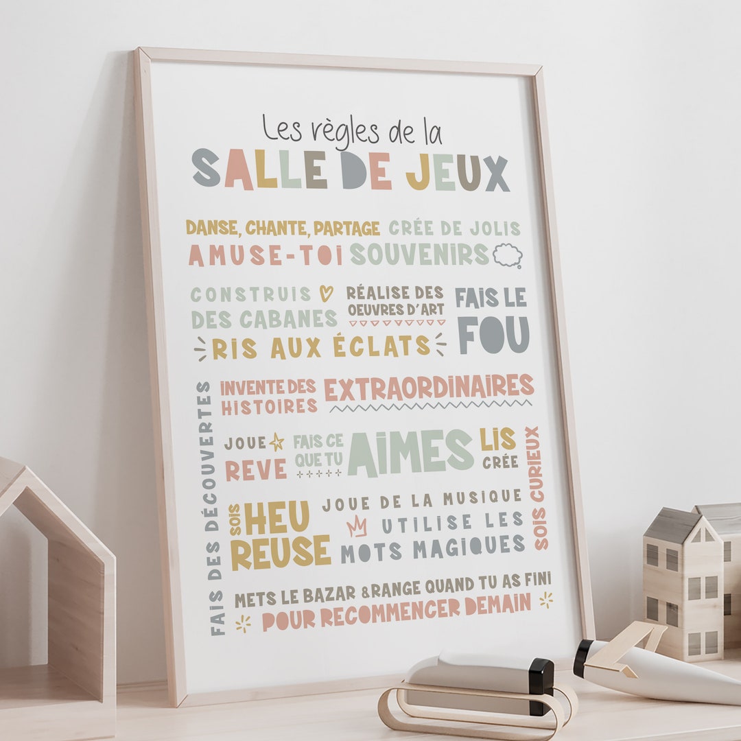 Les Règles De La Salle De Jeux, Affiche Multicolore, Décoration Murale ...