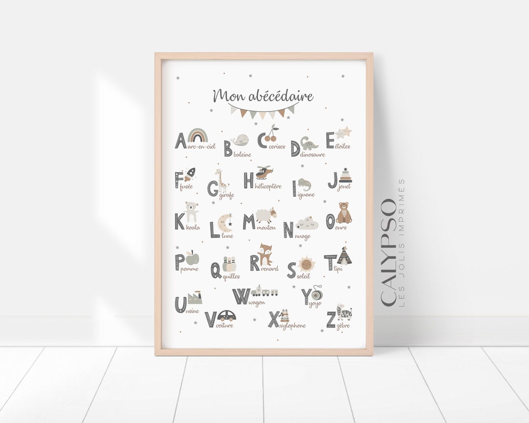 Abecedary for Children, Illustrated and Decorative Educational Poster ...