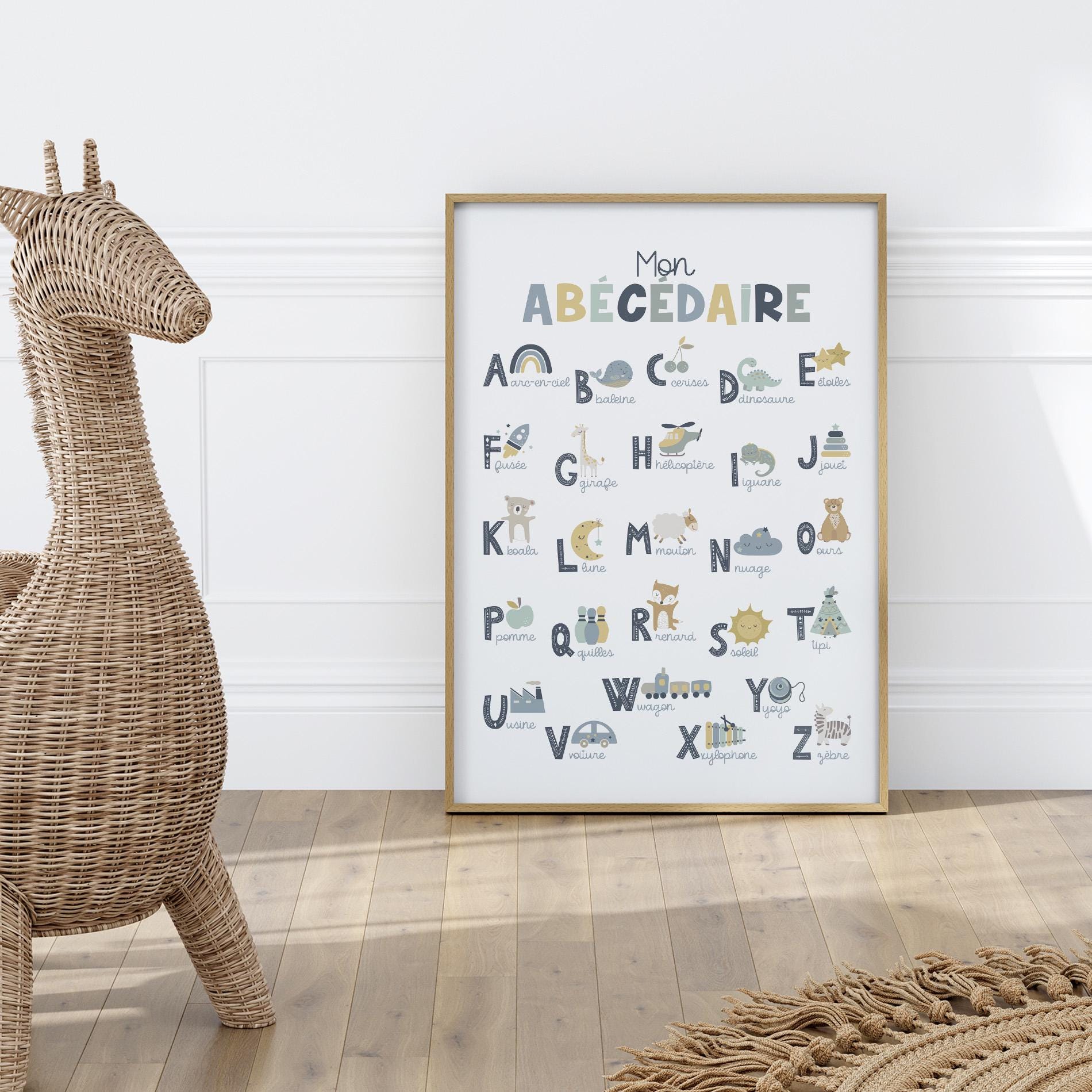 Illustrated Alphabet and Number Posters, Educational Decoration for ...