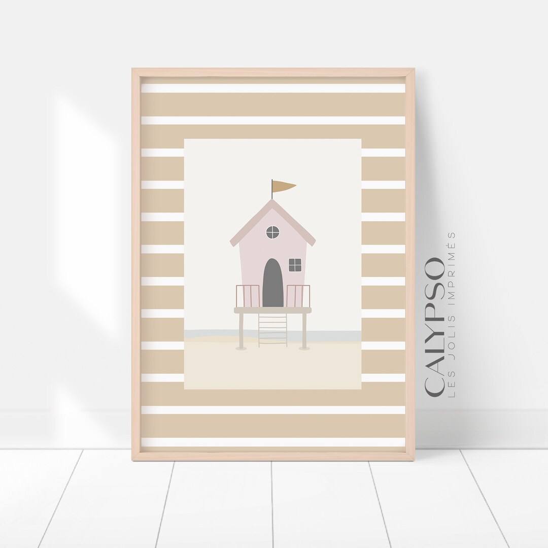 Beach House Poster for Kids Marine Decoration Yellow Line - Etsy
