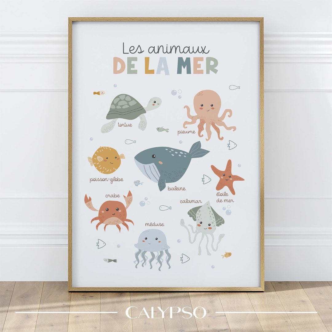 Sea Animals Poster, Seabed Poster, Animal-themed Children's Room ...