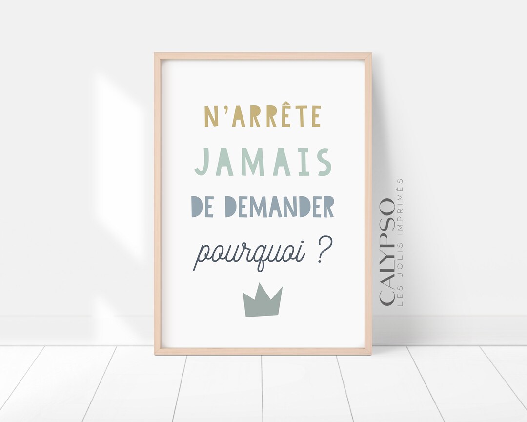 Children's Poster Never Stop Asking Why Blue Green - Etsy