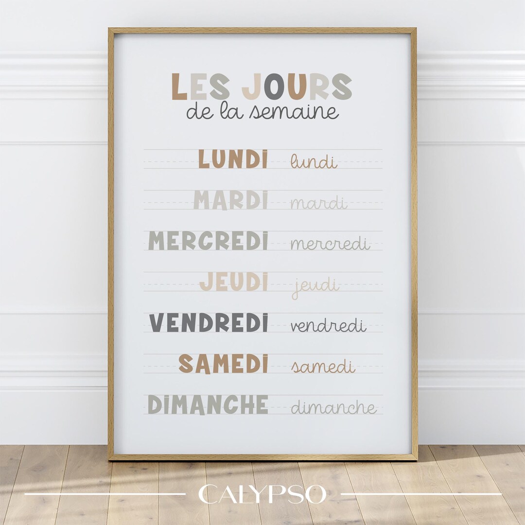 Days of the Week Poster in French for Children, Educational Poster for ...