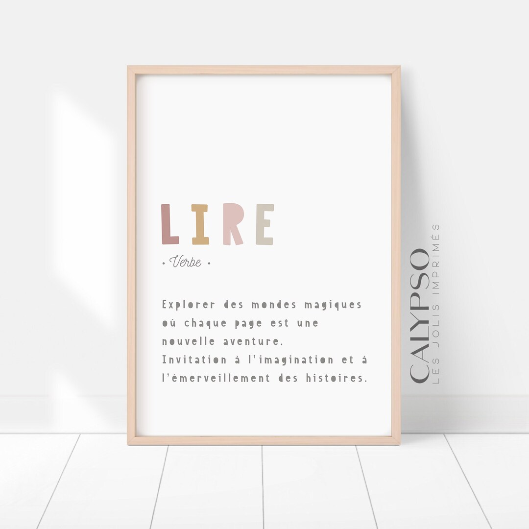 Affiche définition lire en français, décoration aux couleurs naturelles ...
