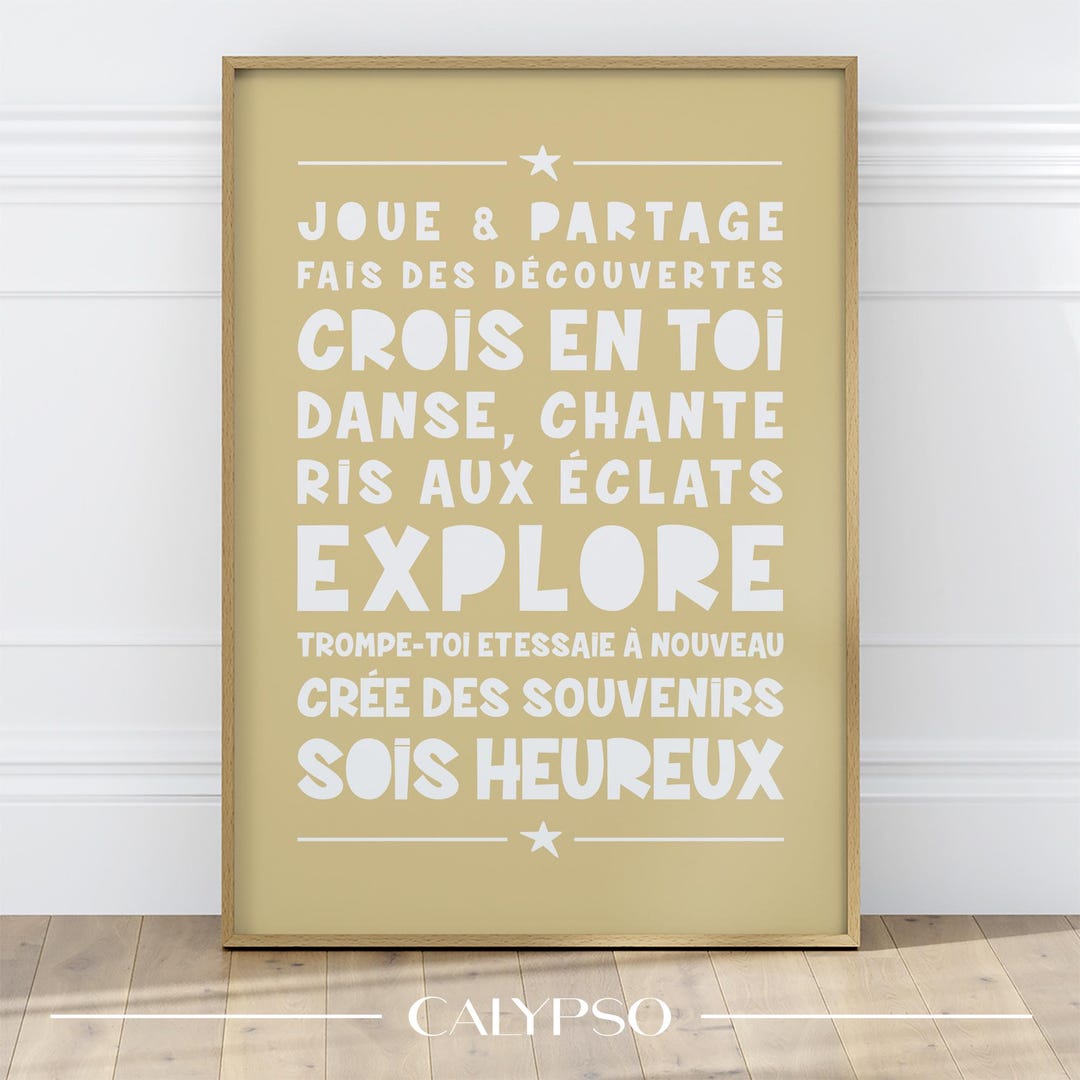 Positive Affirmations in French for Children, Yellow Decoration, Self ...