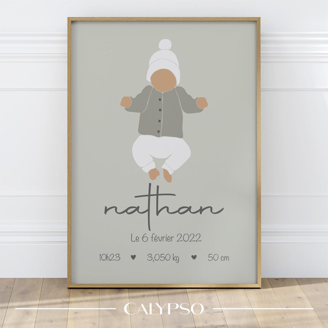 Personalized Baby Boy Birth Poster, Baby Birth Gift, Sage Green Poster ...