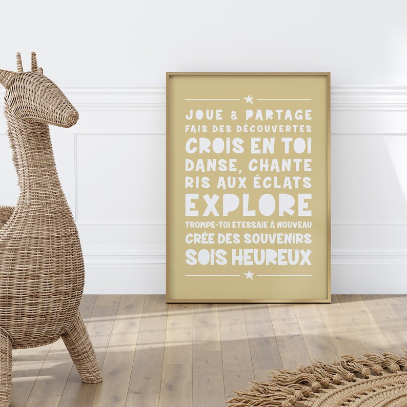 Positive Affirmations in French for Children, Yellow Decorations With ...