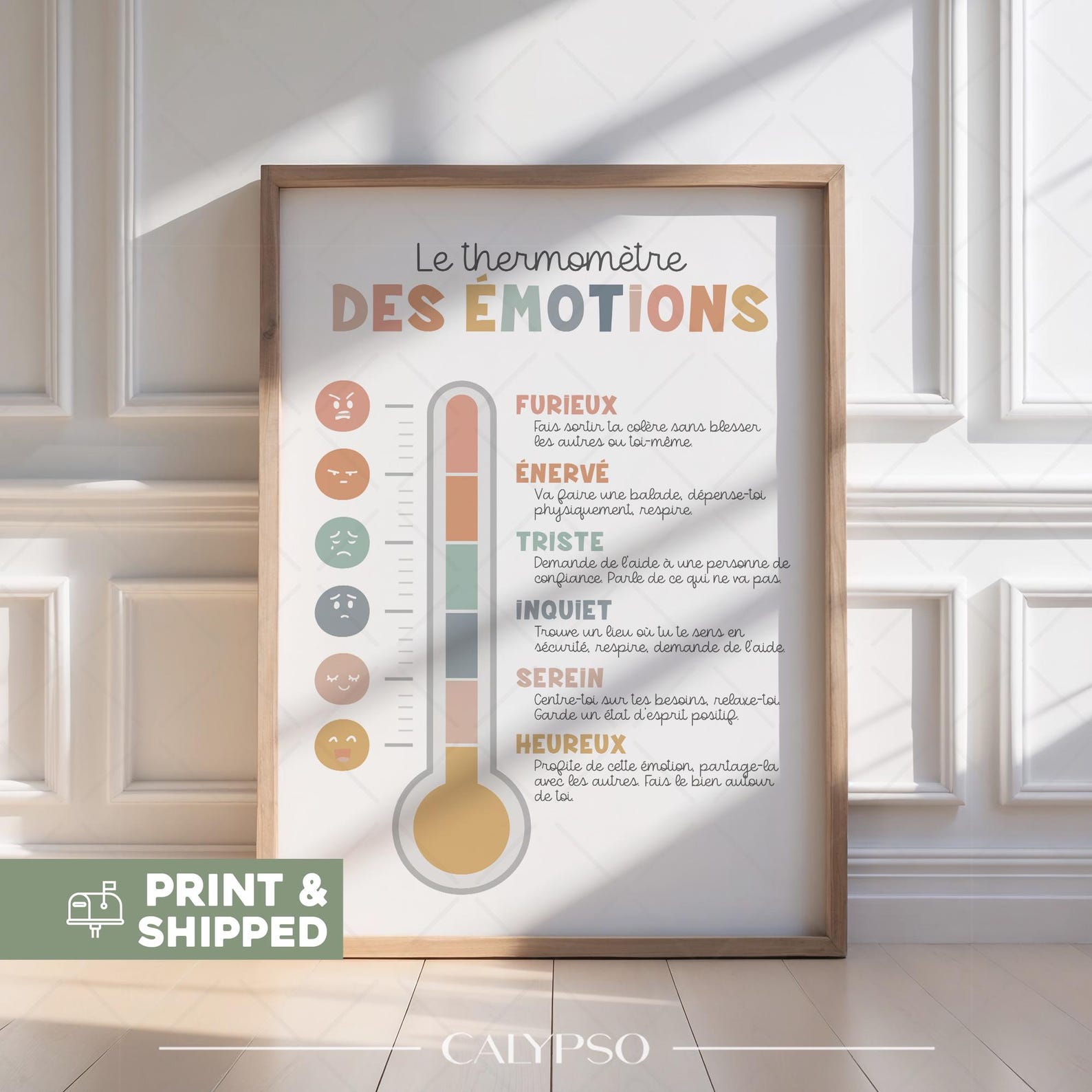 Emotion Thermometer Poster in French, Mental Health Poster for Children ...