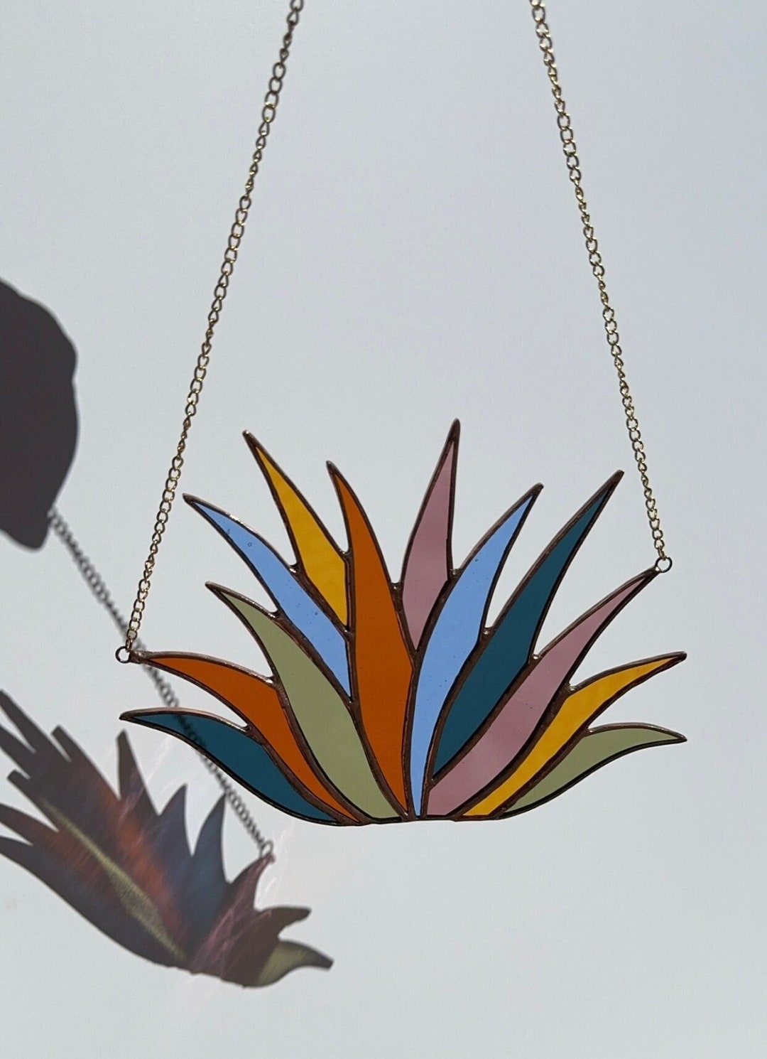 Stained Glass Agave Plant Suncatcher, Botanical Glass, Succulent ...